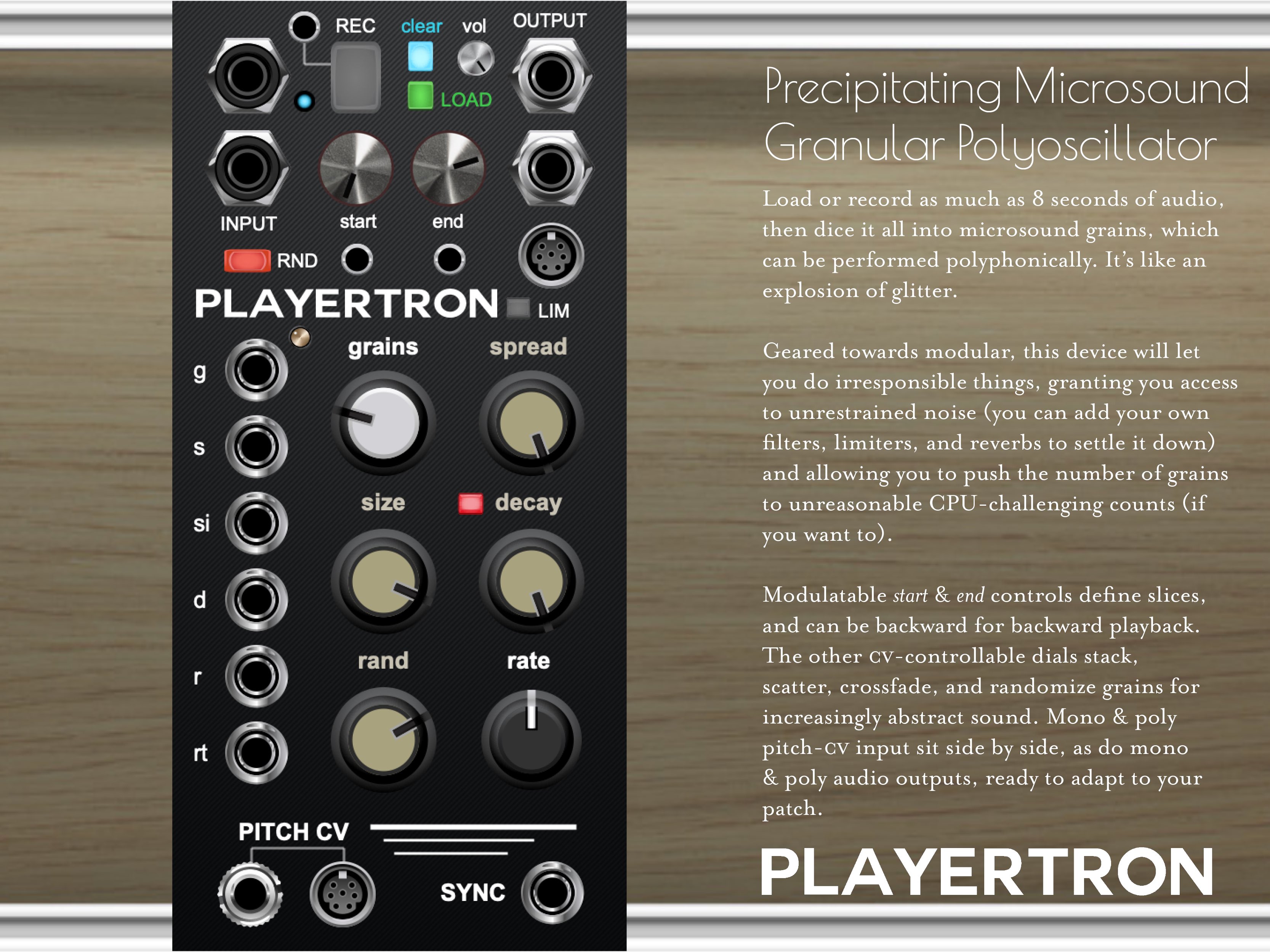 Precipitating Microsound Granular Polyoscillator – PLAYERTRON